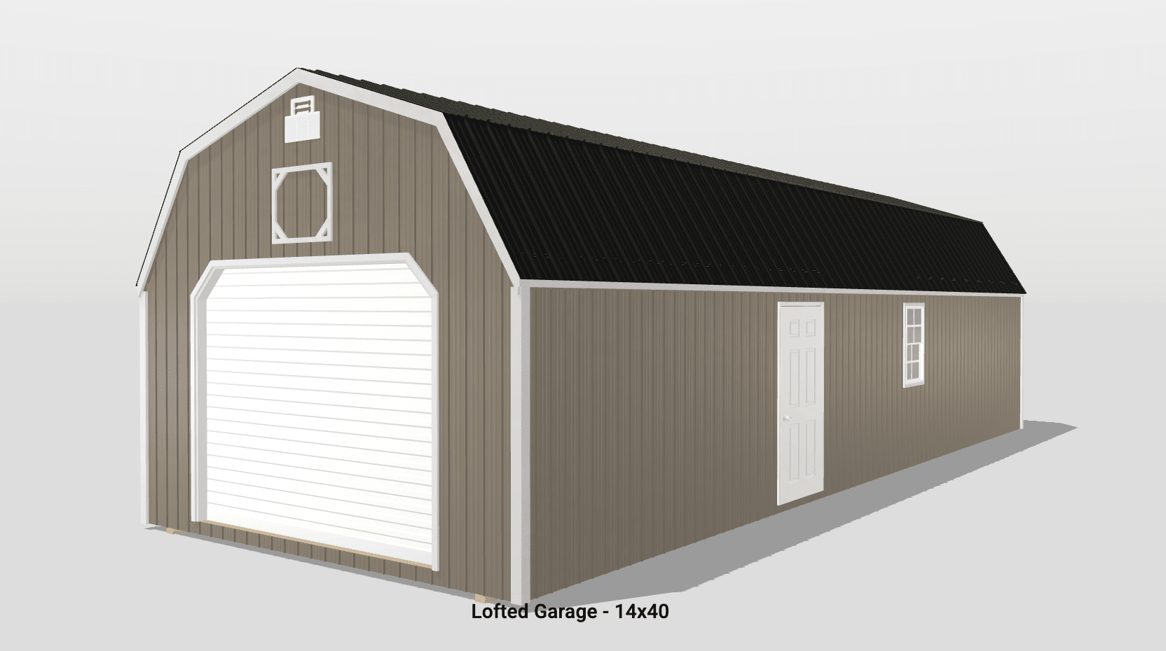 14x40 Metal Lofted Garage - Amish Garages, Lofted Garages